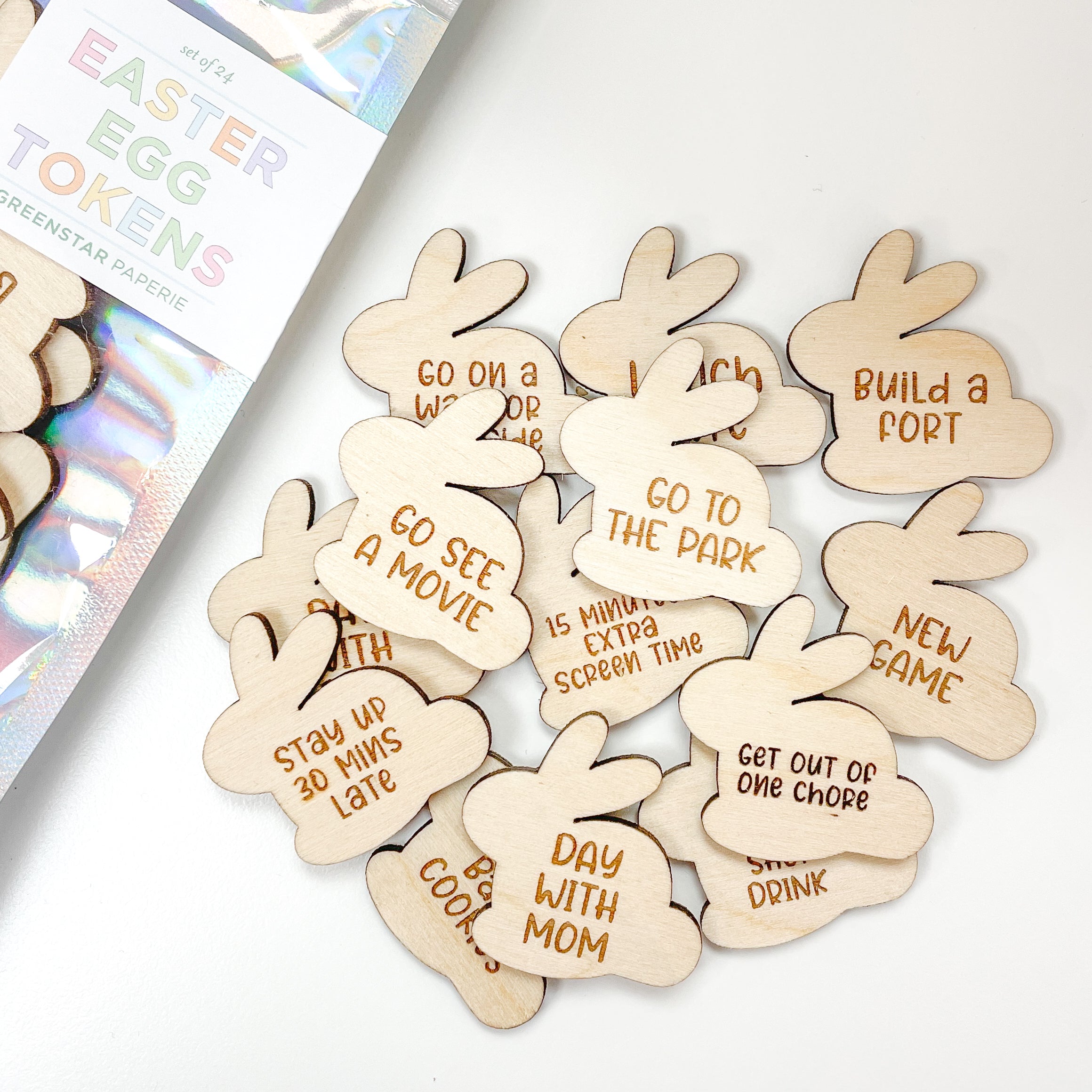 Easter Egg Tokens, Set of 24 Assorted Phrases – Greenstar Paperie