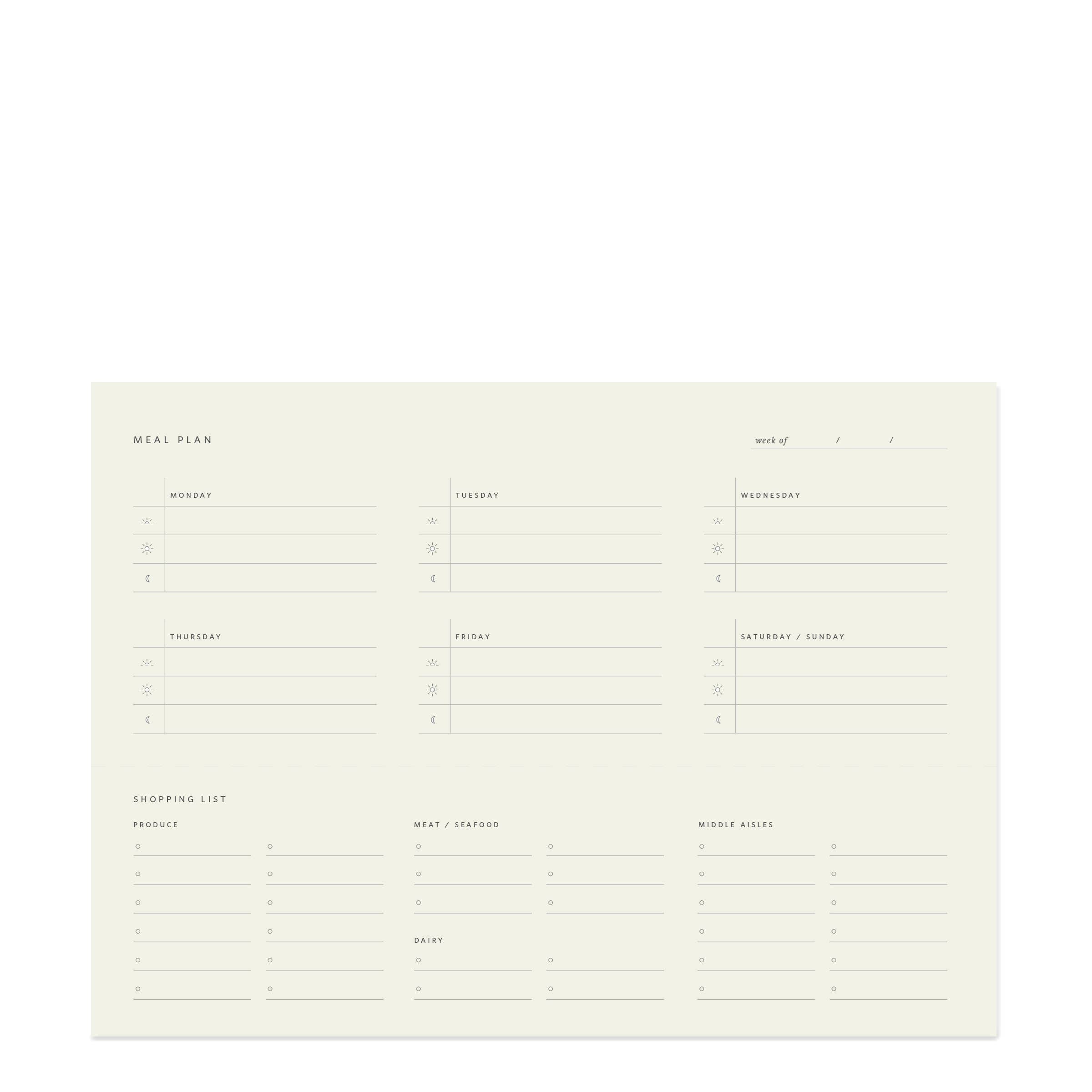 Weekly Meal Planner Notepad – Greenstar Paperie